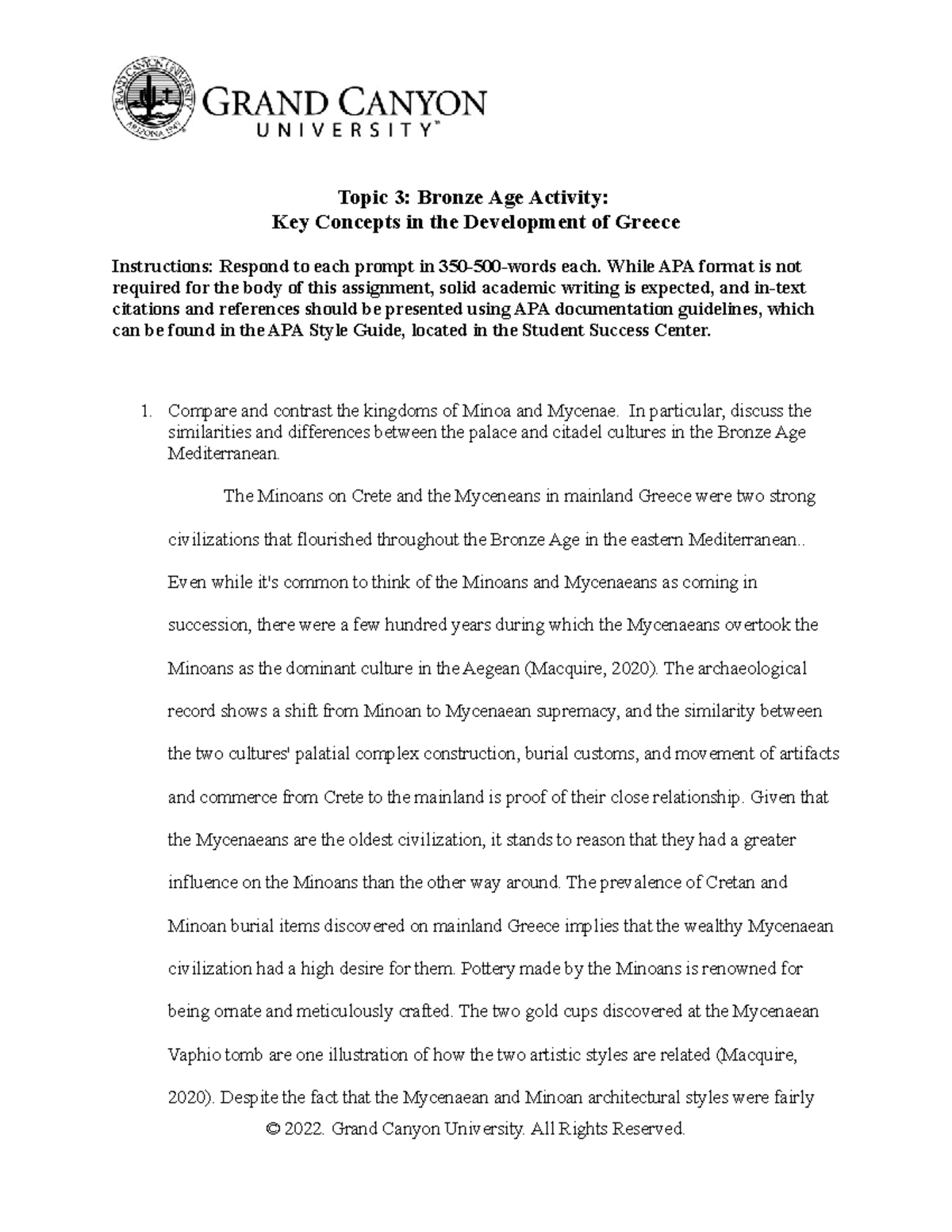 Bronze Age Activity Worksheet - Topic 3: Bronze Age Activity: Key ...