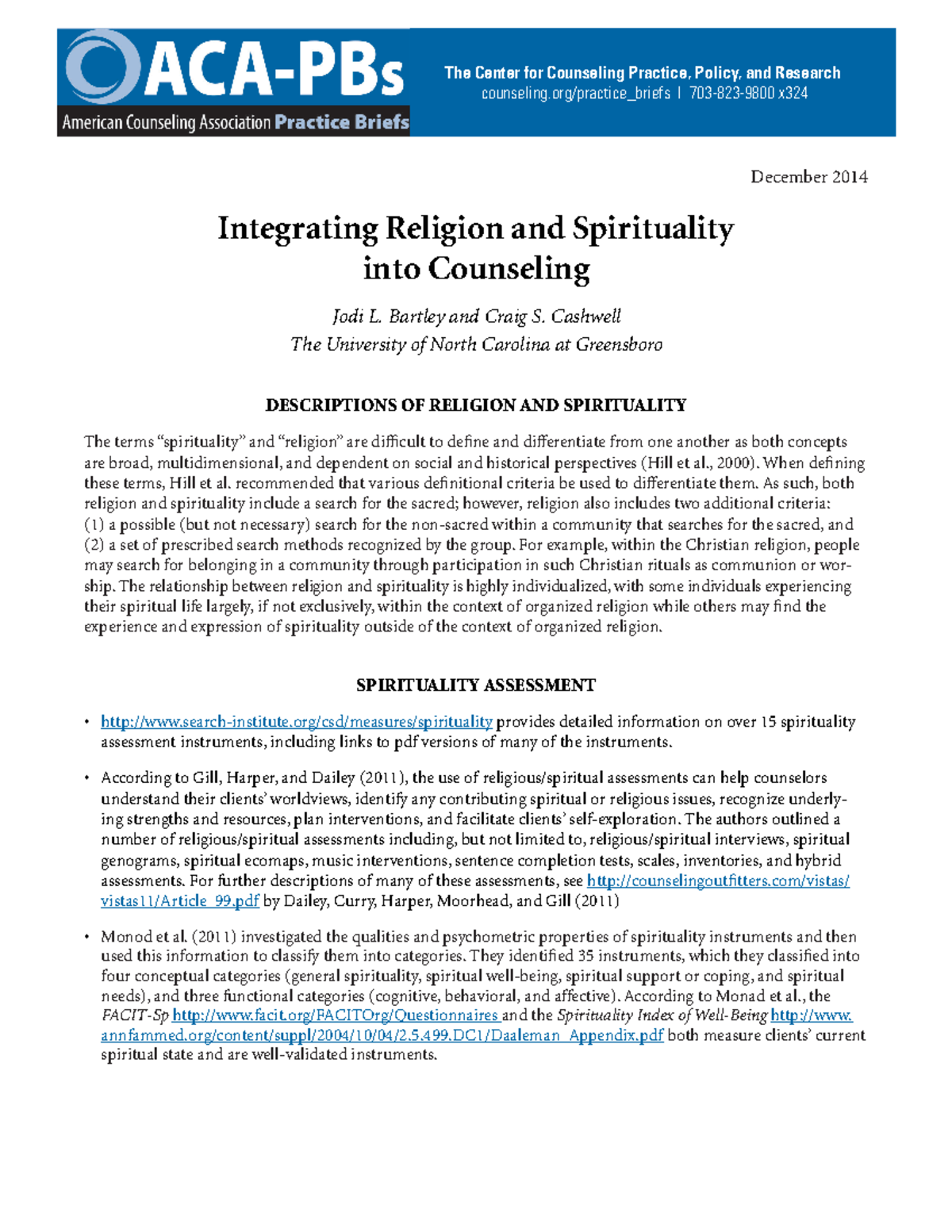 Integrating religion and spirituality into counseling - Integrating ...