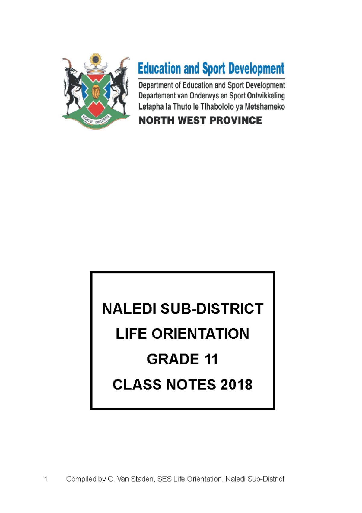 Naledi class notes grade 11 2018 - NALEDI SUB-DISTRICT LIFE ORIENTATION ...