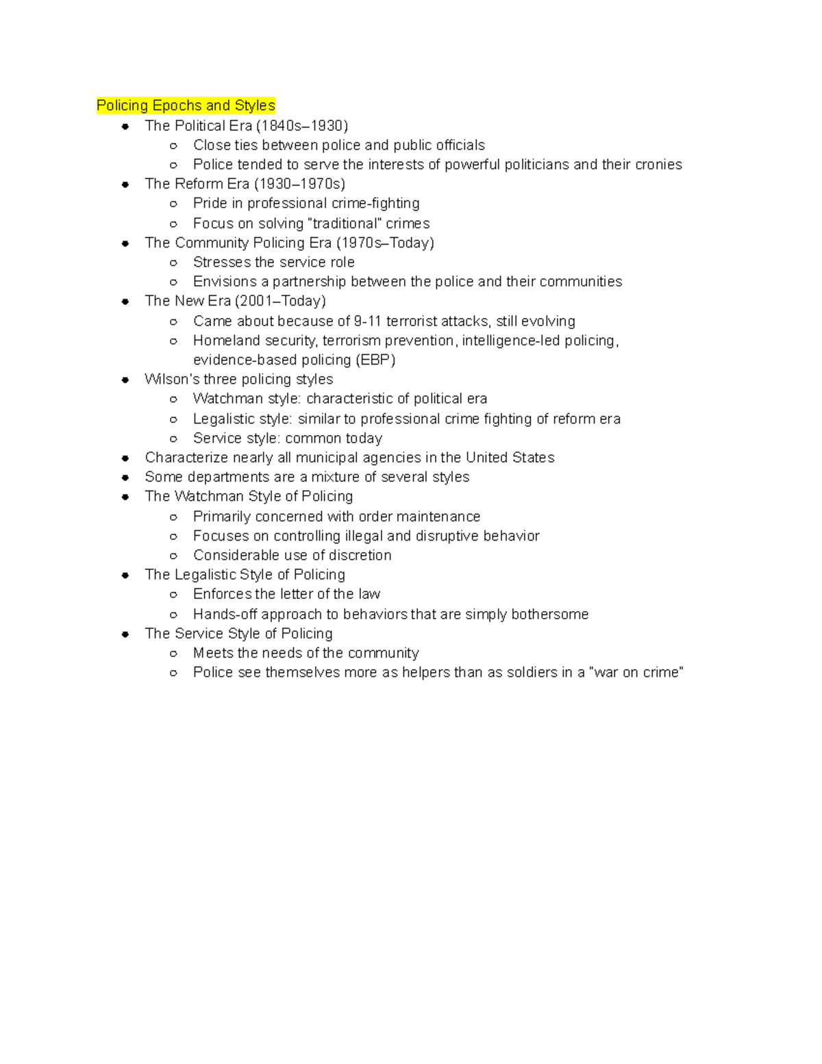 Ch 4 Lecture Notes pt 4 - Policing Epochs and Styles The Political Era ...