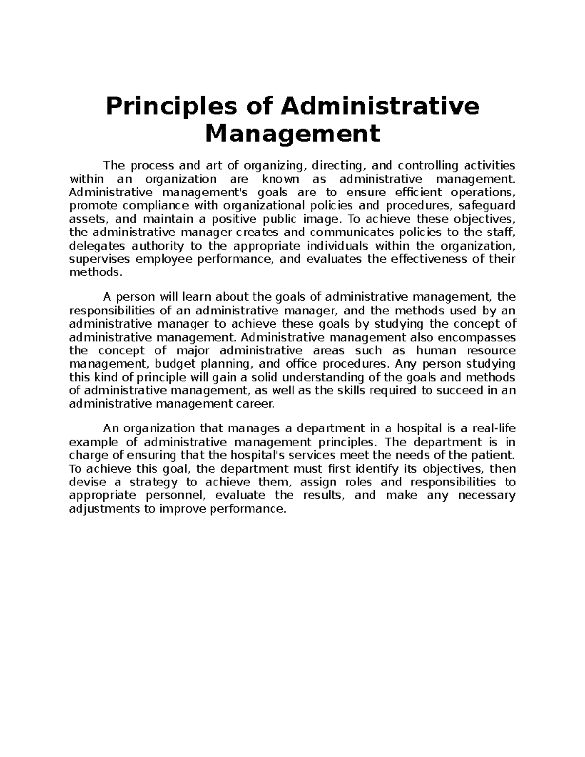 Principles of Administrative Management - Principles of Administrative ...
