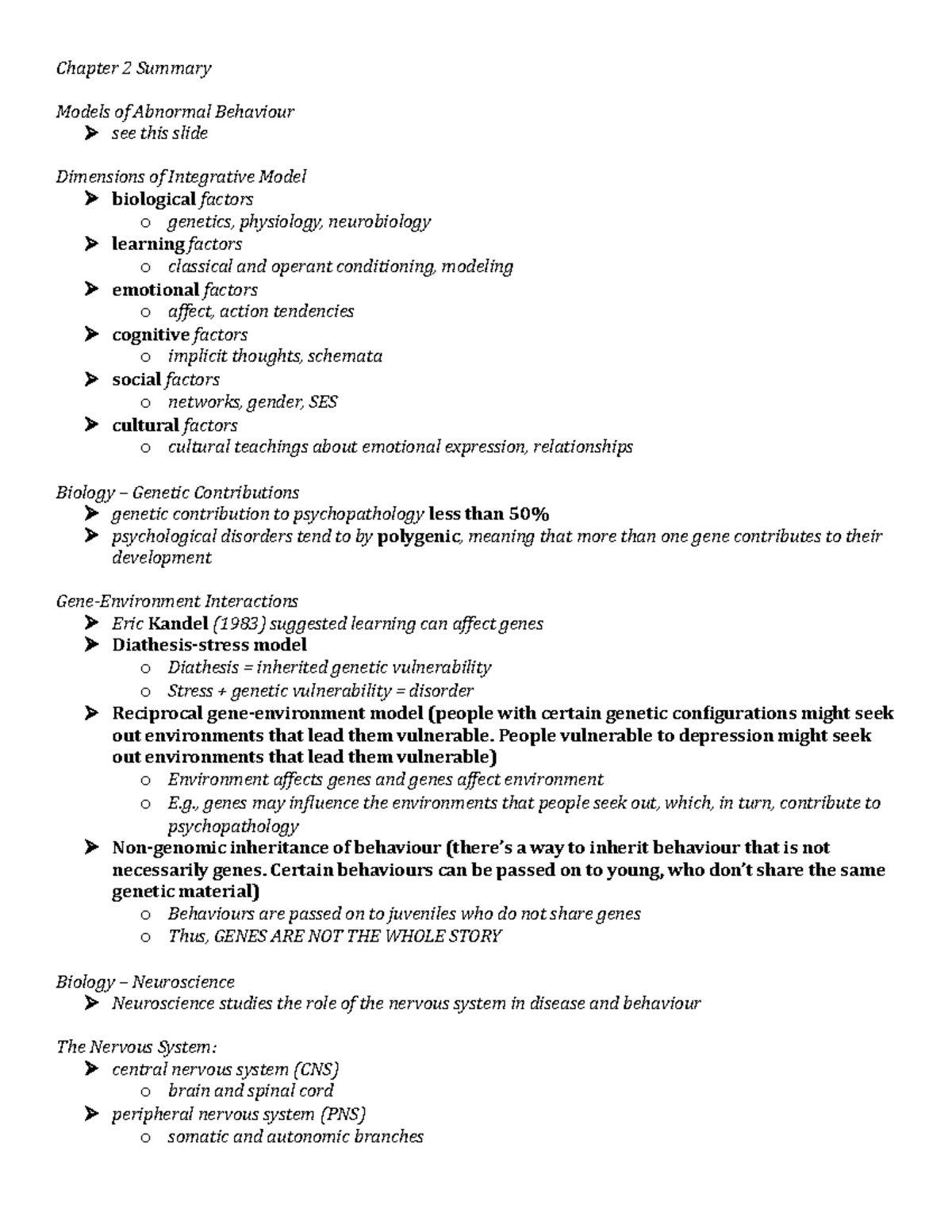 Chapter 2-summary - Summary Abnormal Psychology: an Integrative ...