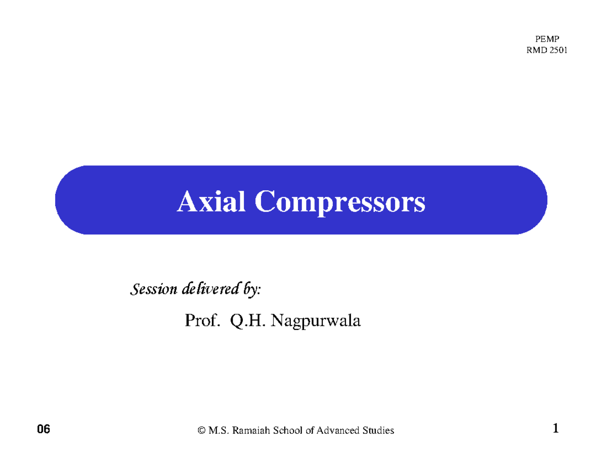 Axial-compressor - Lecturer notes - PEMP RMD 2501 Axial ...