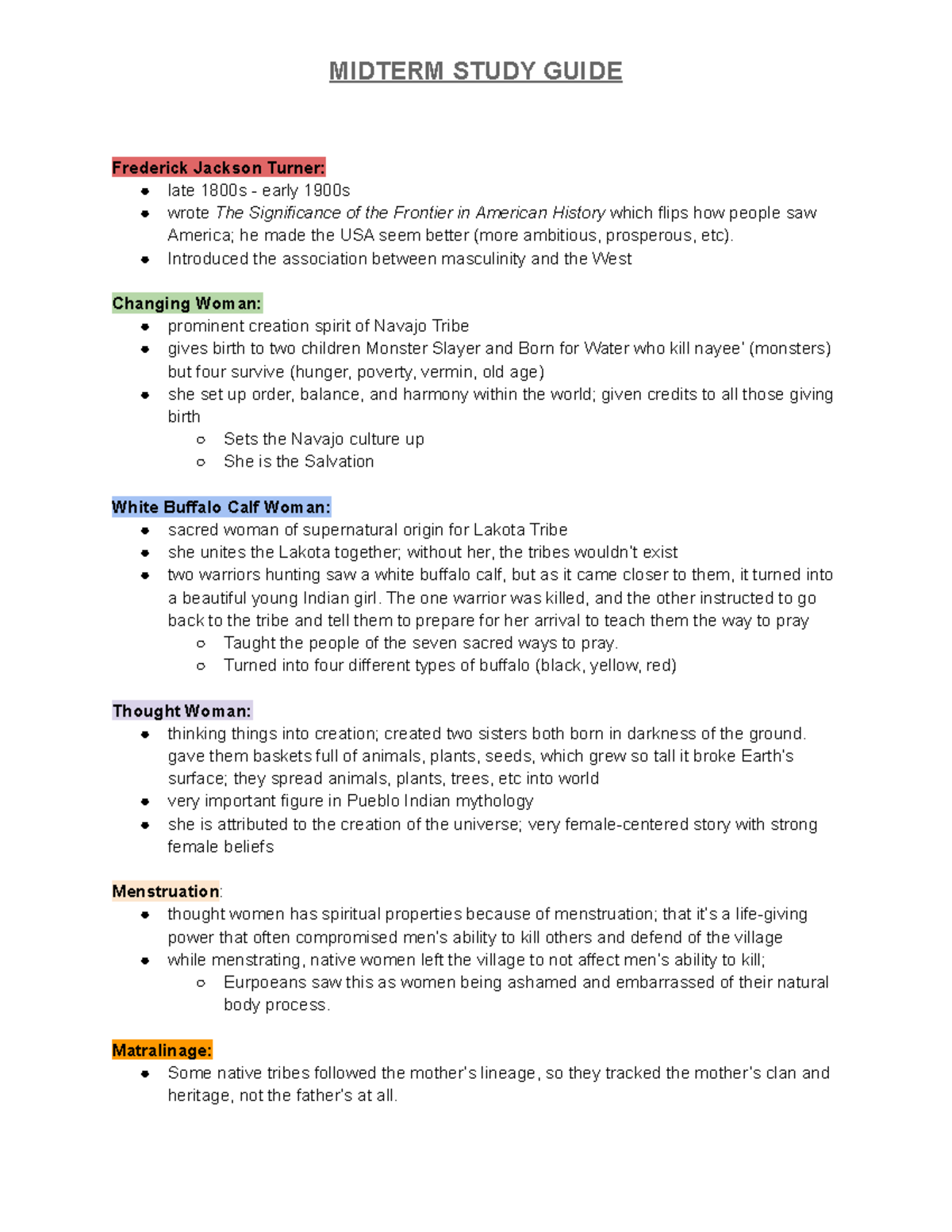 HIST-199: Midterm Exam Study Guide - MIDTERM STUDY GUIDE Frederick ...