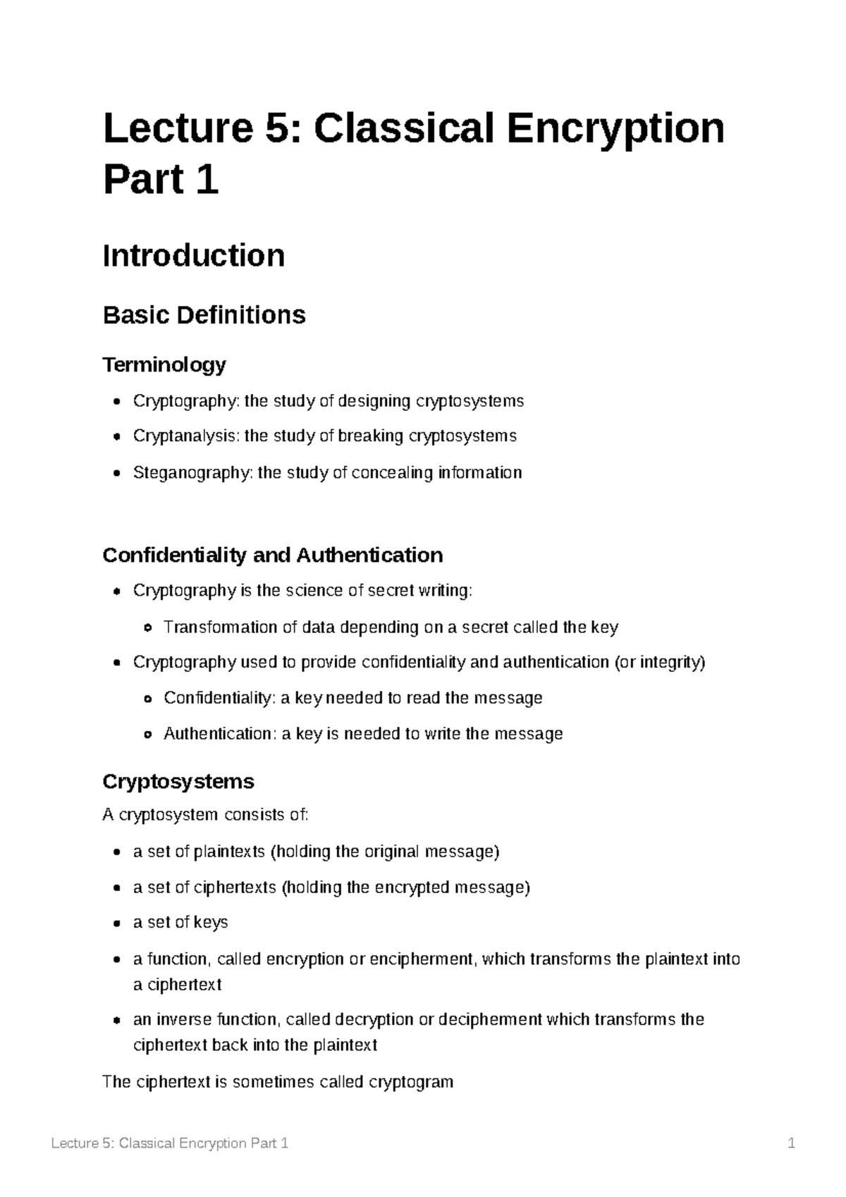 Lecture 5 Classical Encryption Part 1 - YES and NO). Exhaustive Key Search Basic method ...