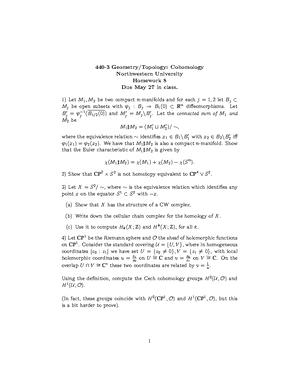 440-3 Geometry Topology Cohomology Homework 1 - 440-3 Geometry/Topology ...