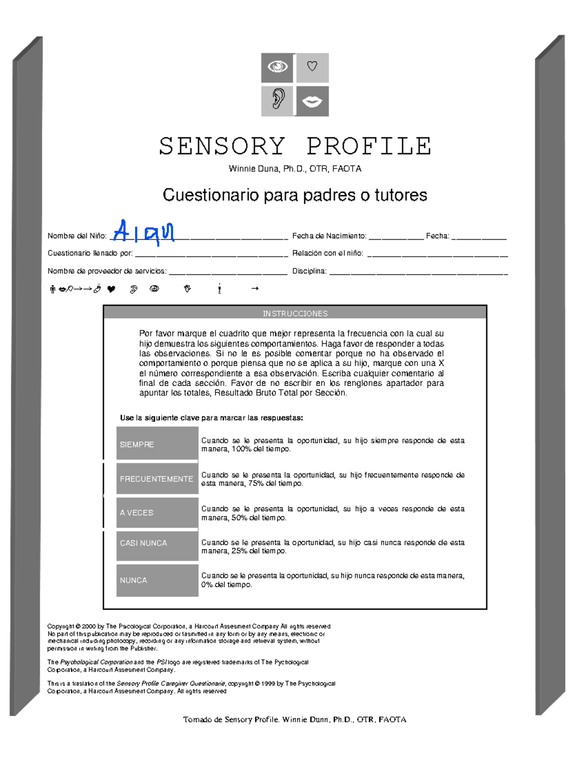 Sensory Profile 2 (SP-2) Winnie DUNN - ♡ SENSORY PROFILE Winnie Duna ...