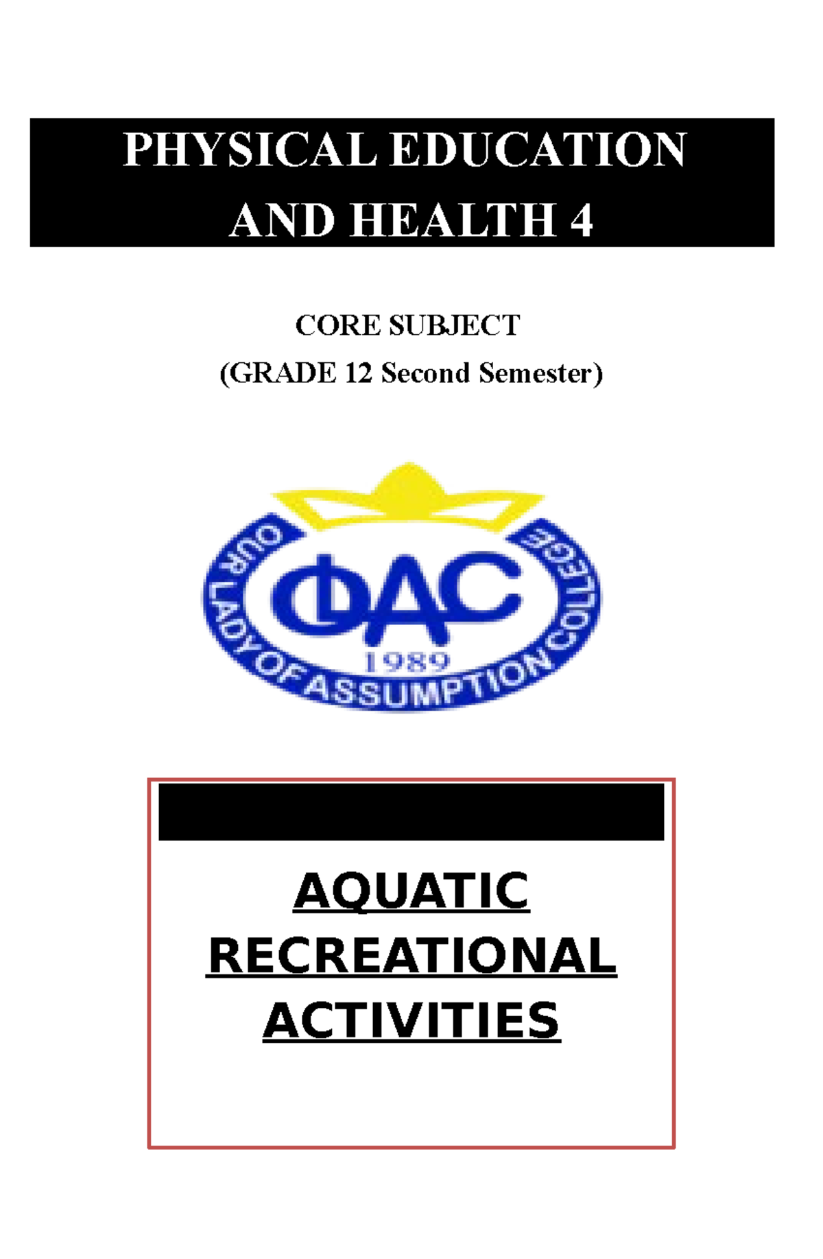 Module 1 Physical Education and Health 4 - PHYSICAL EDUCATION AND ...