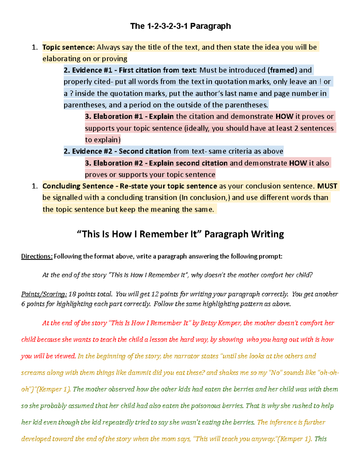 Why does the mother comfort her child in Is How I Remember? - Studocu