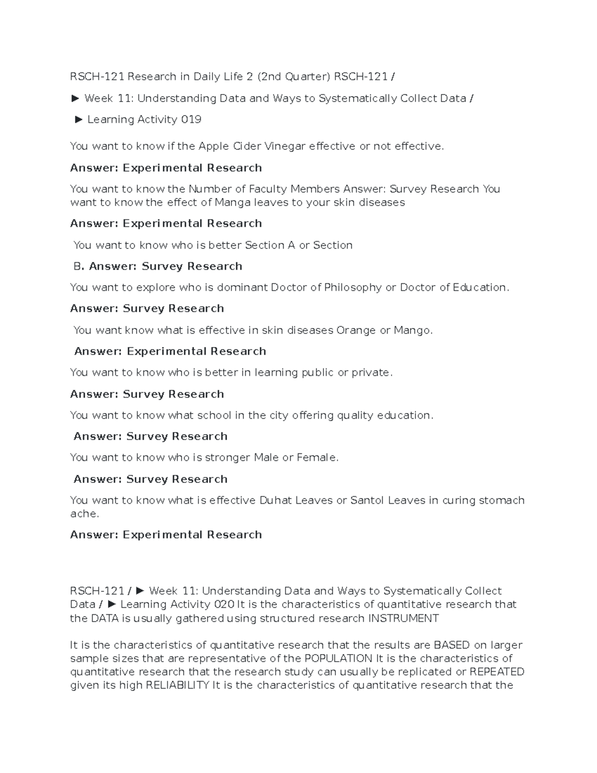 RSCH-2120 ( Second Quarter) - RSCH-121 Research in Daily Life 2 (2nd ...