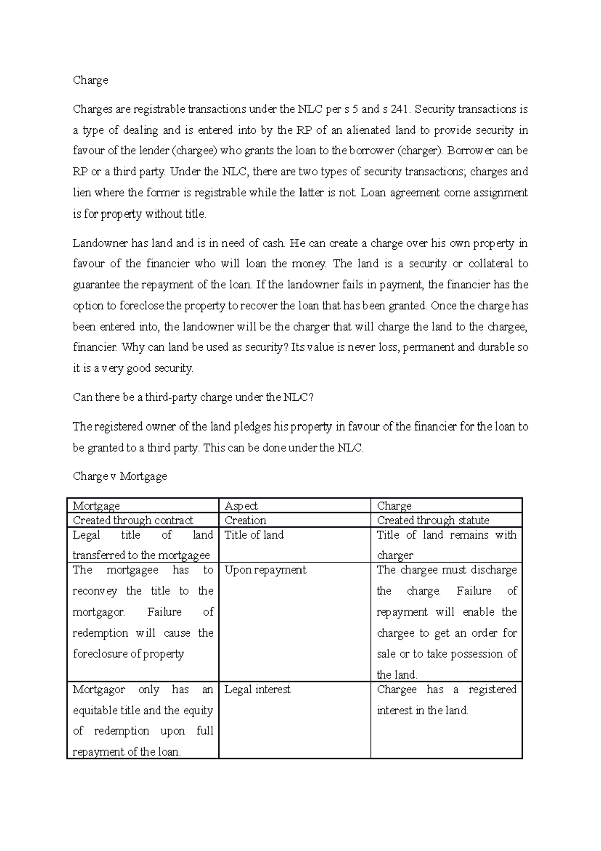 Charge notes - Charge Charges are registrable transactions under the ...