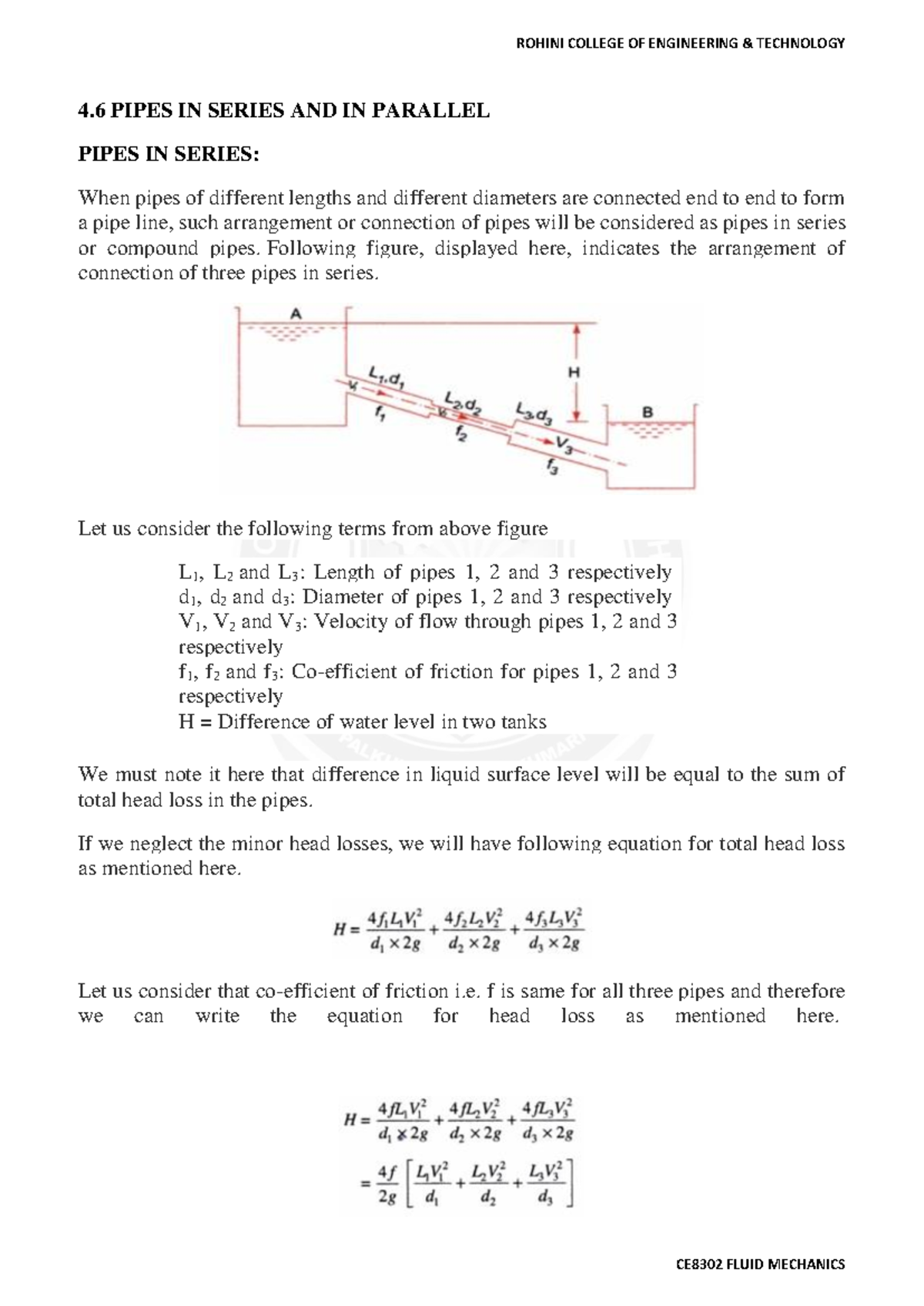 Pipe flow:- Pipes in series and parallel connection - 4 PIPES IN SERIES AND IN PARALLEL PIPES IN ...
