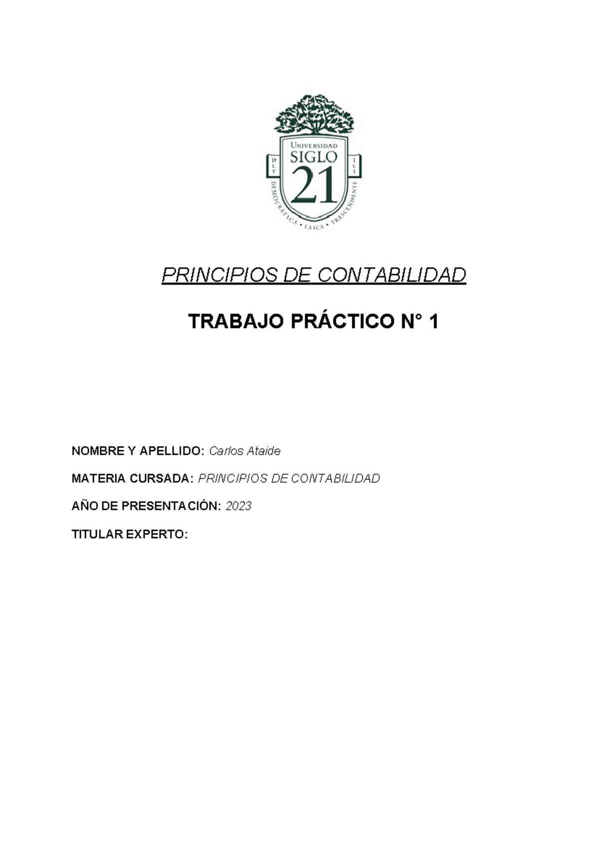 TP N°1 Principios de Contabilidad - PRINCIPIOS DE CONTABILIDAD TRABAJO ...
