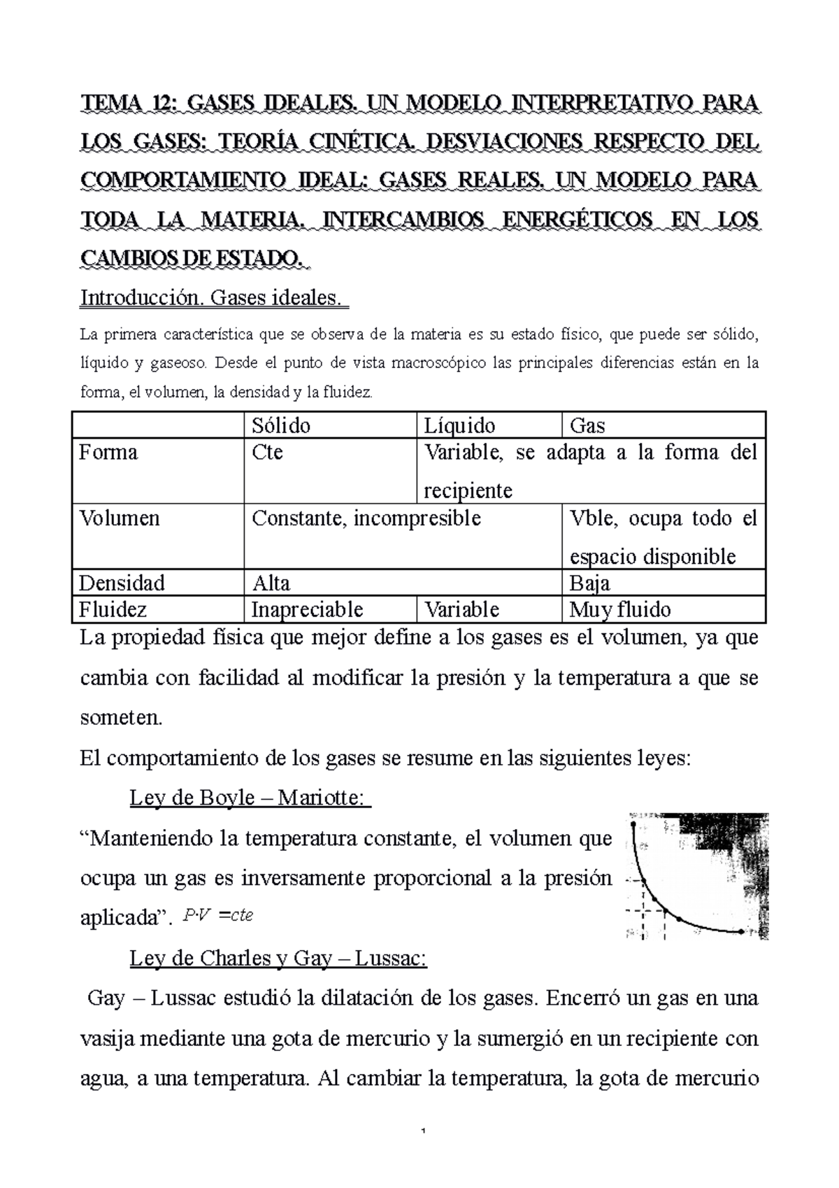 Tema12 - tema - TEMA 12: GASES IDEALES. UN MODELO INTERPRETATIVO ...