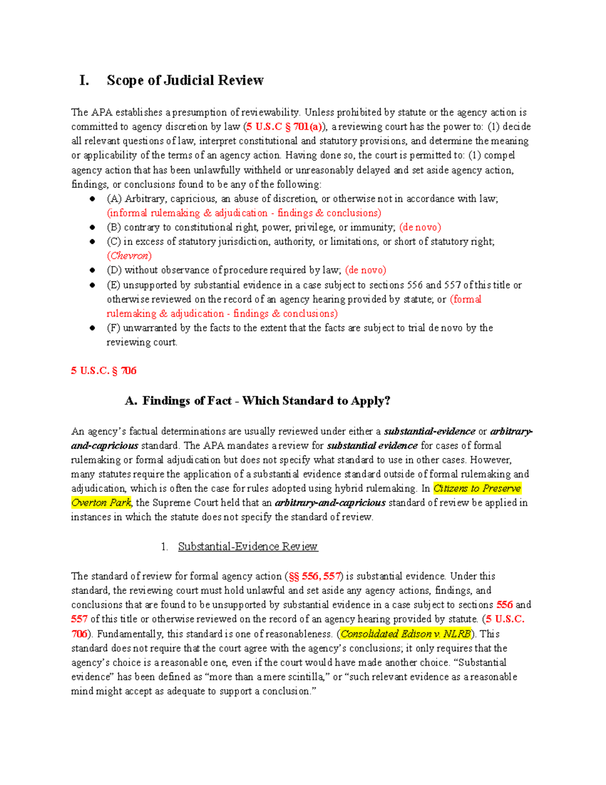 Rule Statements - Summary Administrative Law - I. Scope of Judicial ...