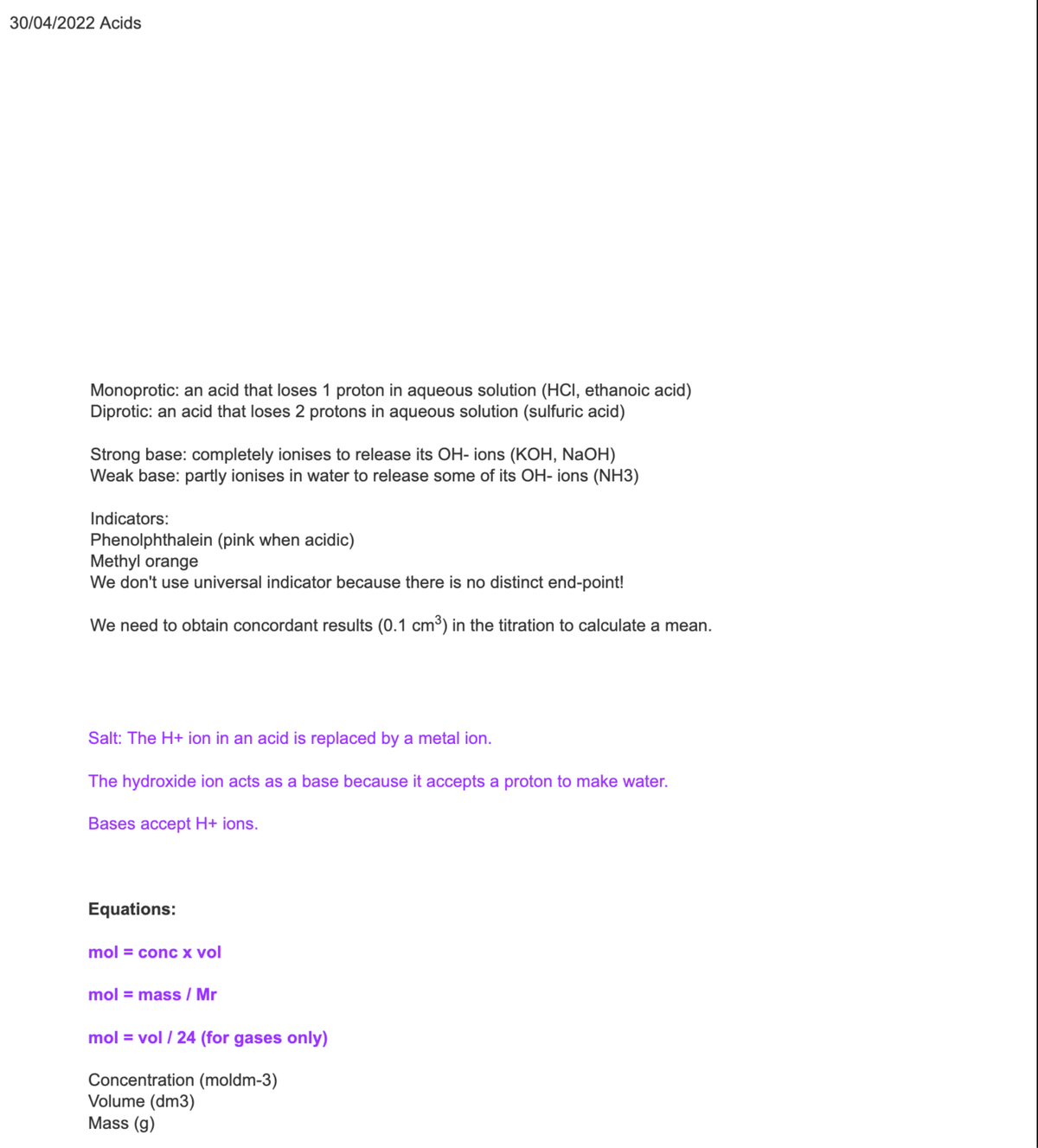 Acid bases notes - - Studocu