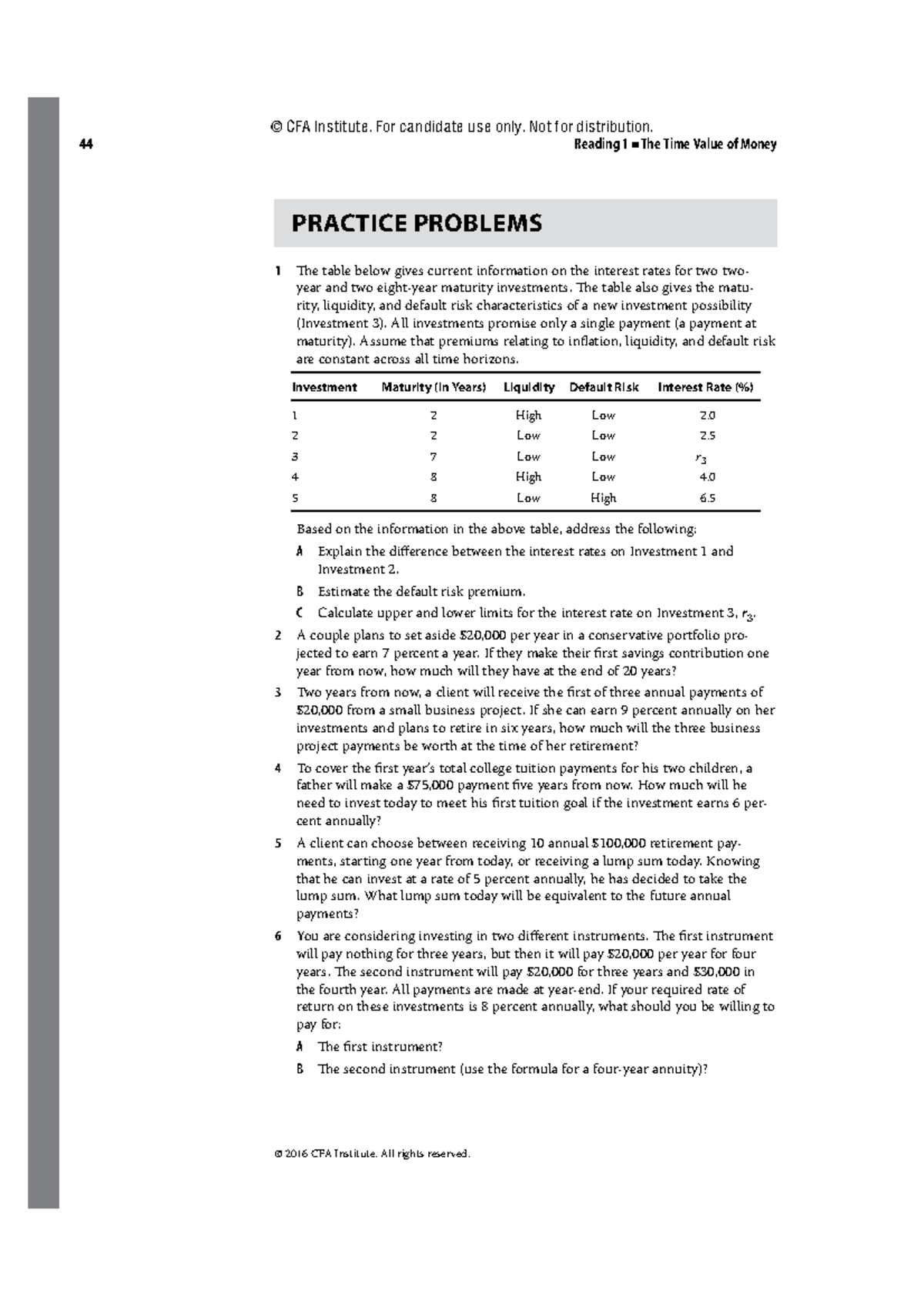 Pro R1 - cfa - Reading 1 The Time Value of Money PRACTICE PROBLEMS 1 e ...
