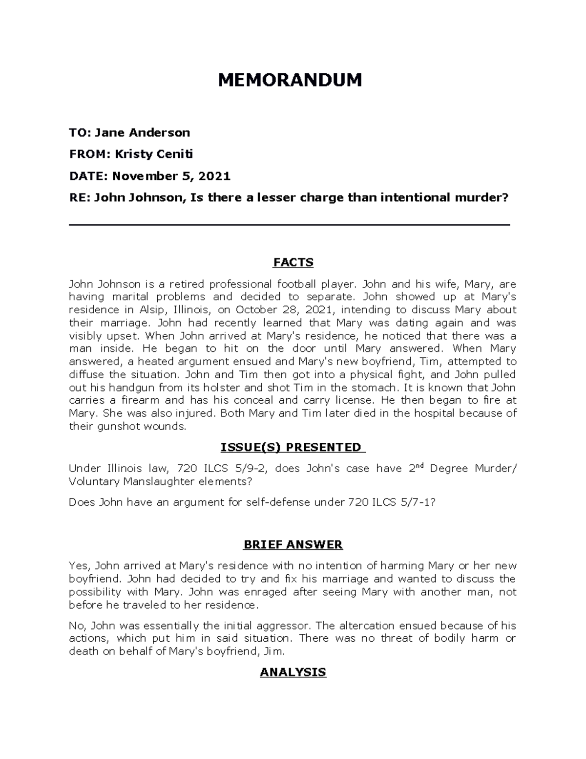 Office Legal Memo Intro to Law - PLA 1013 - Studocu