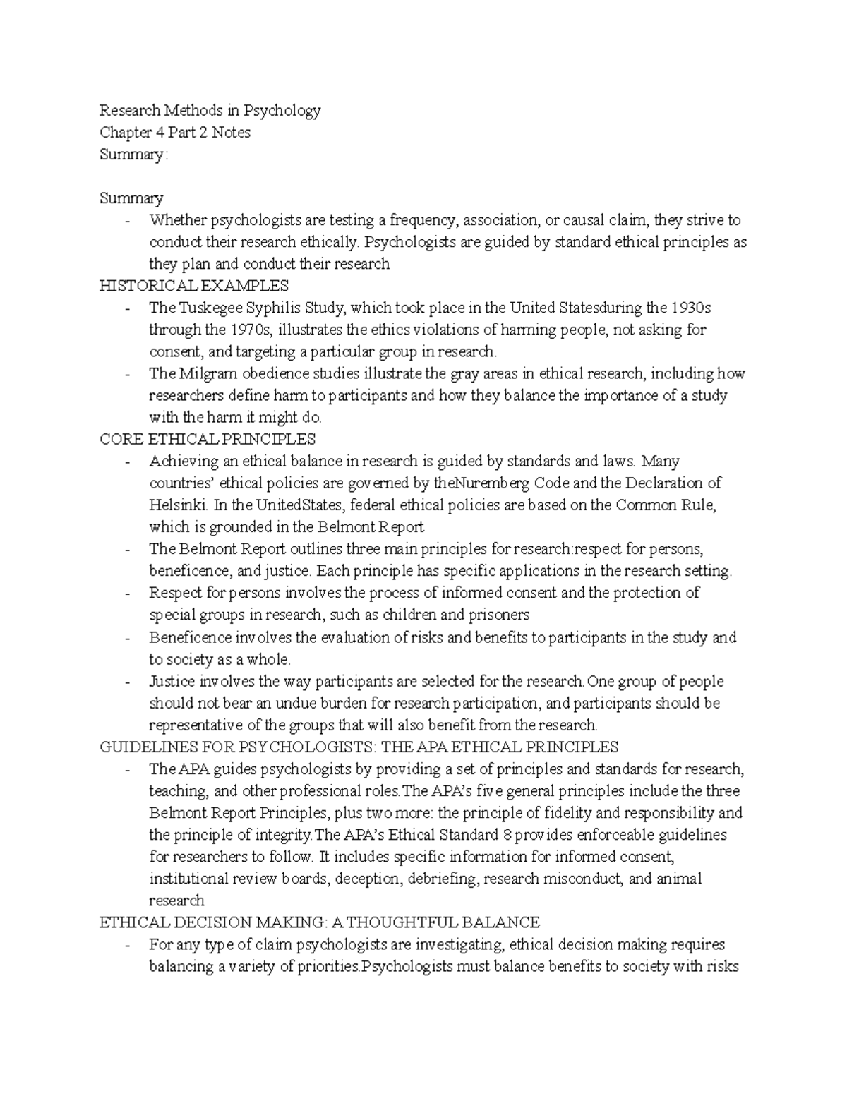 Research Methods in Psychology Chapter 4 Part 2 Notes - Psychologists ...