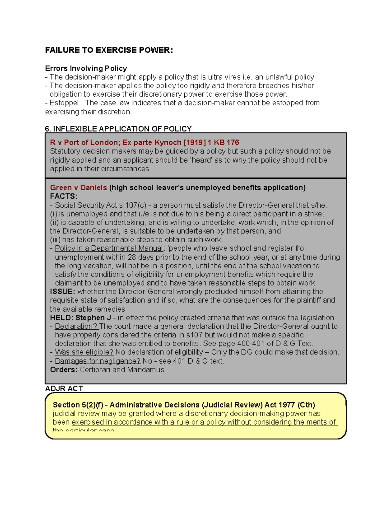 these notes are on the topic Failure TO Exercise Power - FAILURE TO ...
