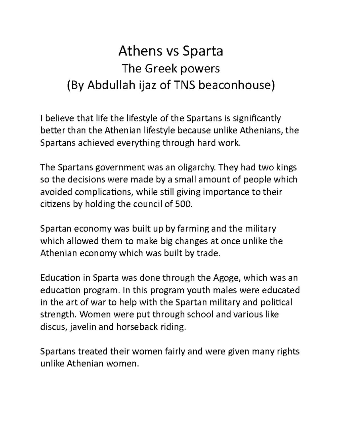 Athens vs Sparta - This is a useful lecture for scholars who are ...