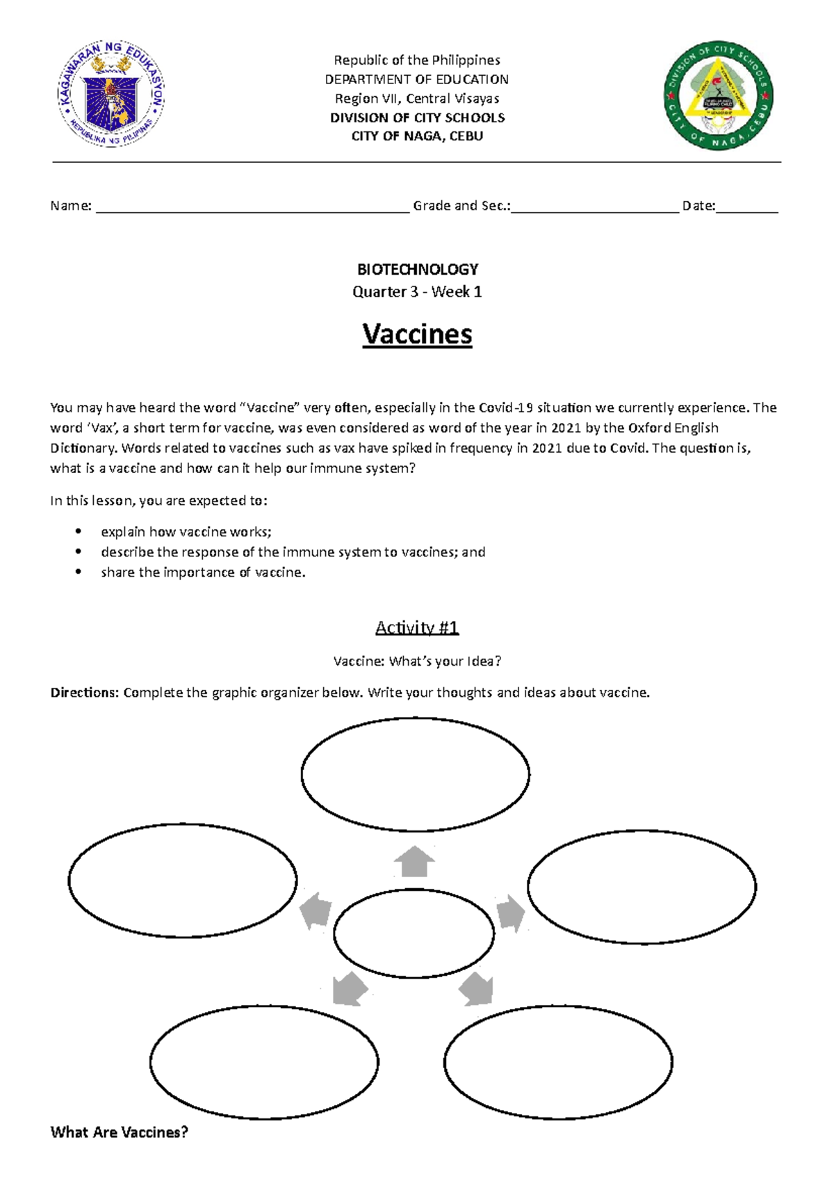 Vaccine Supplemental Module - Republic of the Philippines DEPARTMENT OF ...