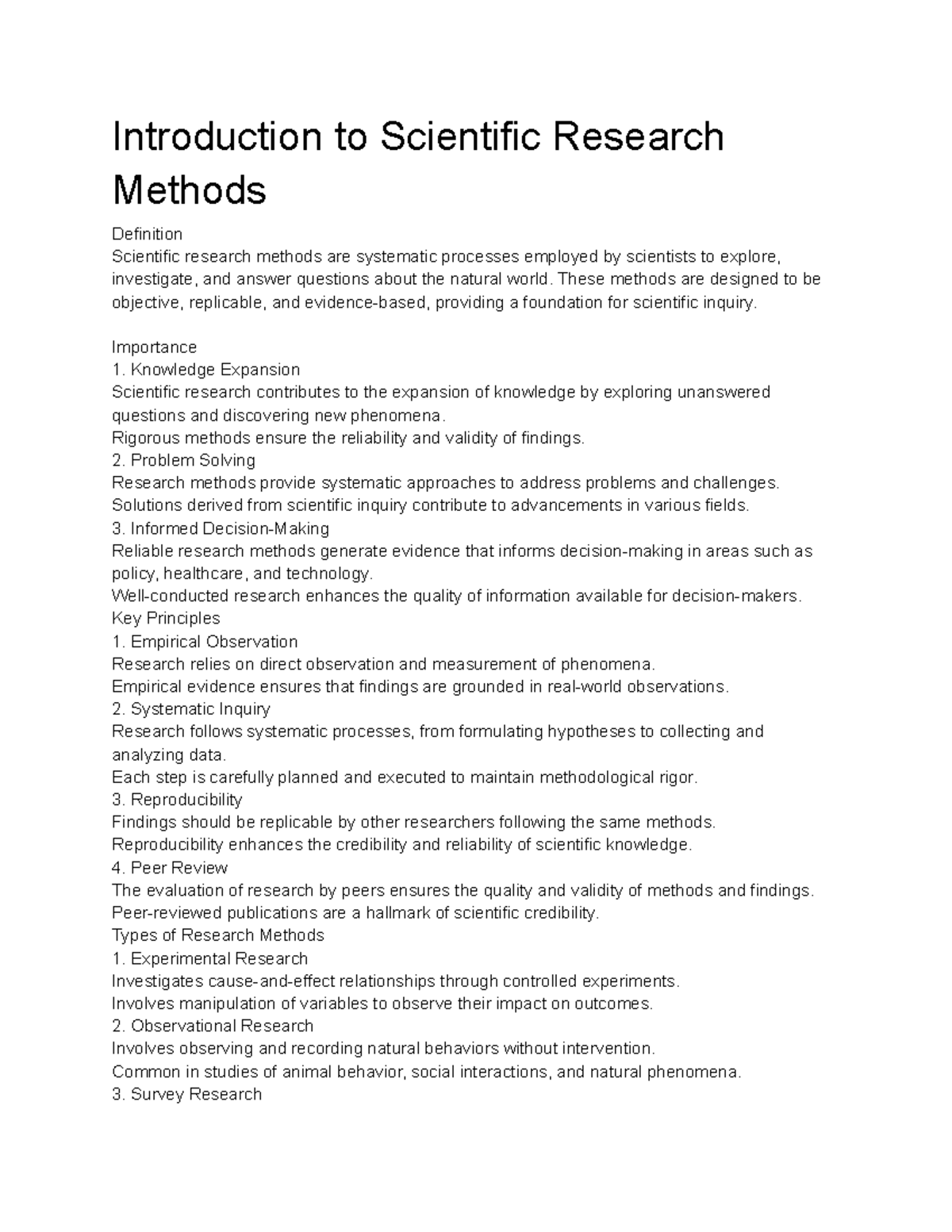 Research methods 2a03 - Lecture - Introduction to Scientific Research ...