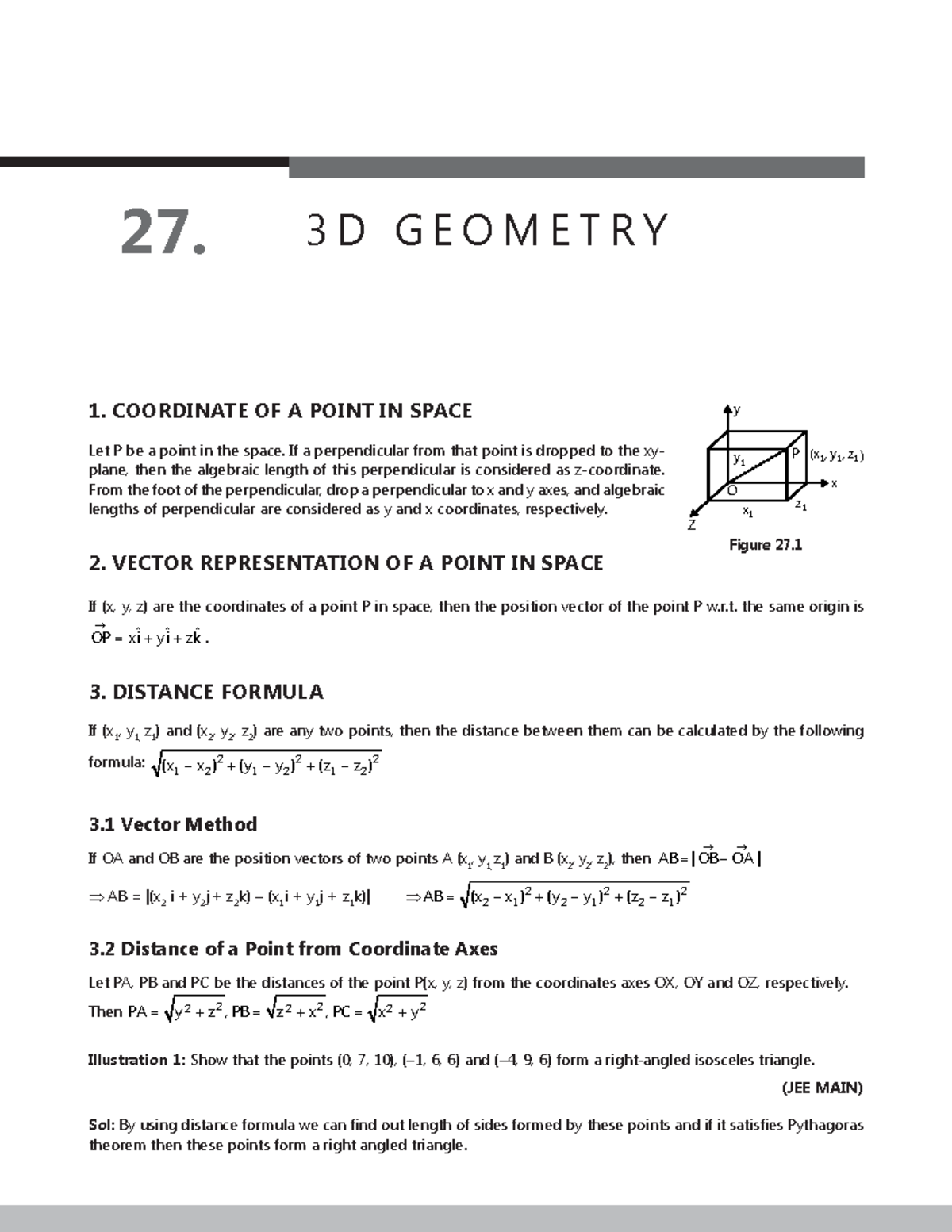 13 - erd - 27. 3 D G E O M E T R Y 1. COORDINATE OF A POINT IN SPACE ...