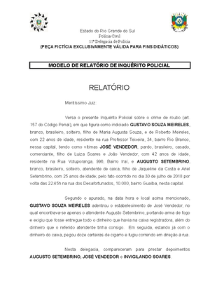 Relatório Inquérito Policial - ESTADO DO RIO GRANDE DO SUL POLÍCIA ...