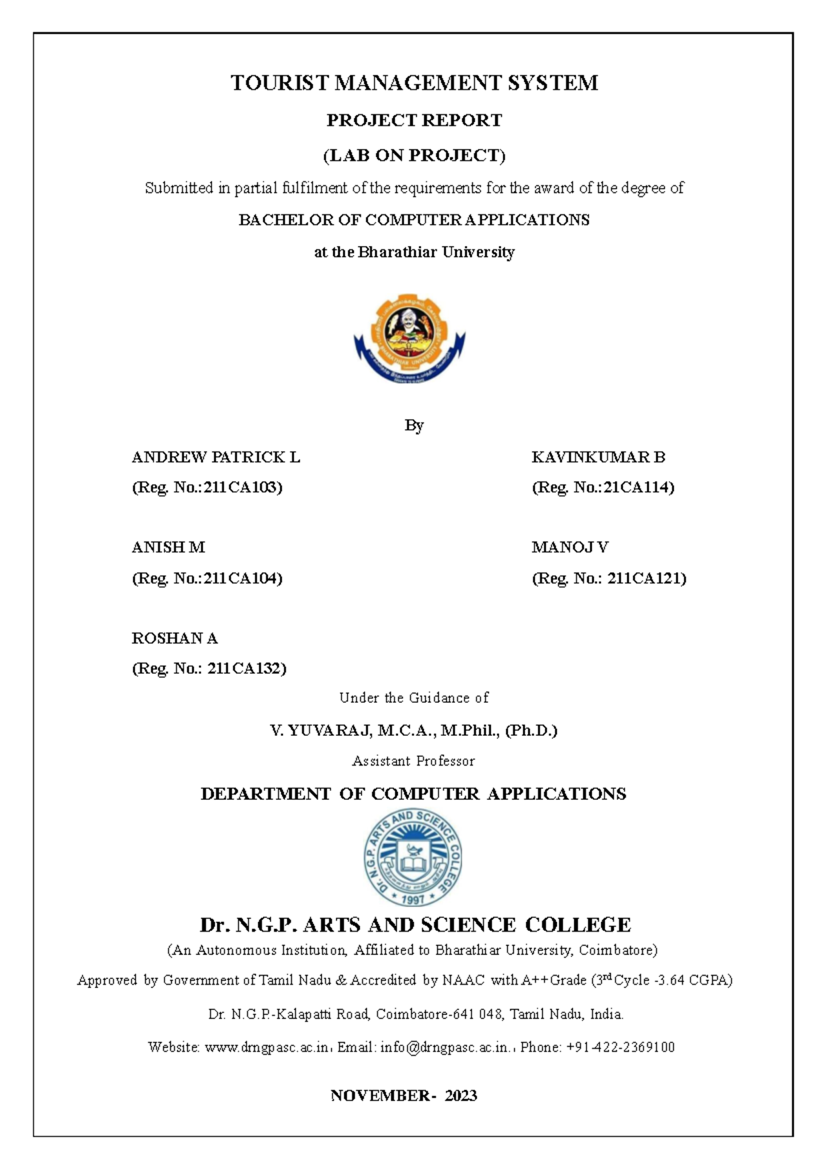 Tourist Management System - TOURIST MANAGEMENT SYSTEM PROJECT REPORT ...