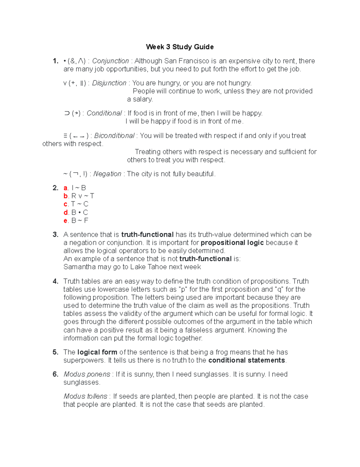 Week 3 Study Guide - Taylor Morgan - Week 3 Study Guide 1. • (&, Λ ...