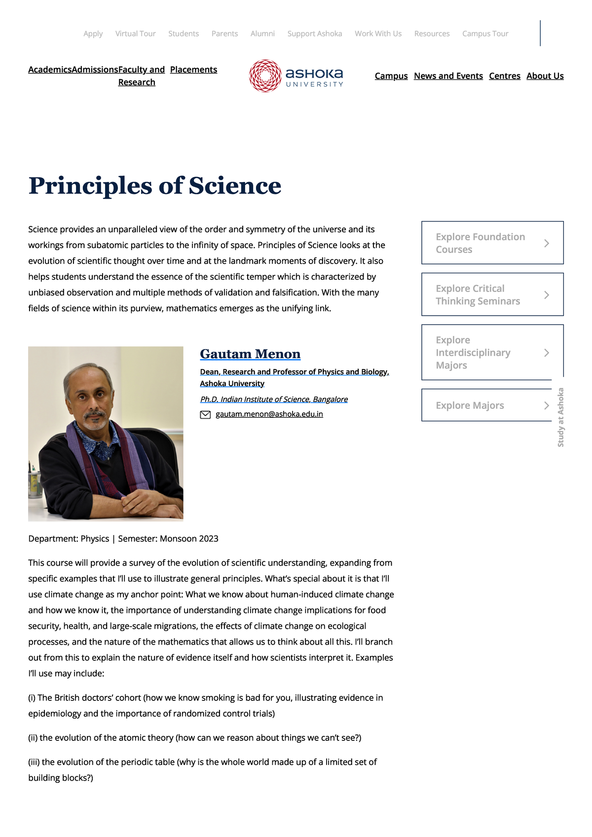 Ashoka University Principles of Science - Principles of Science Science ...