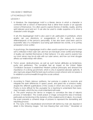 Van Adam O. Ybiernas - AB Pol Sci (LIT102 Module TEST 2) - VAN ADAM O ...