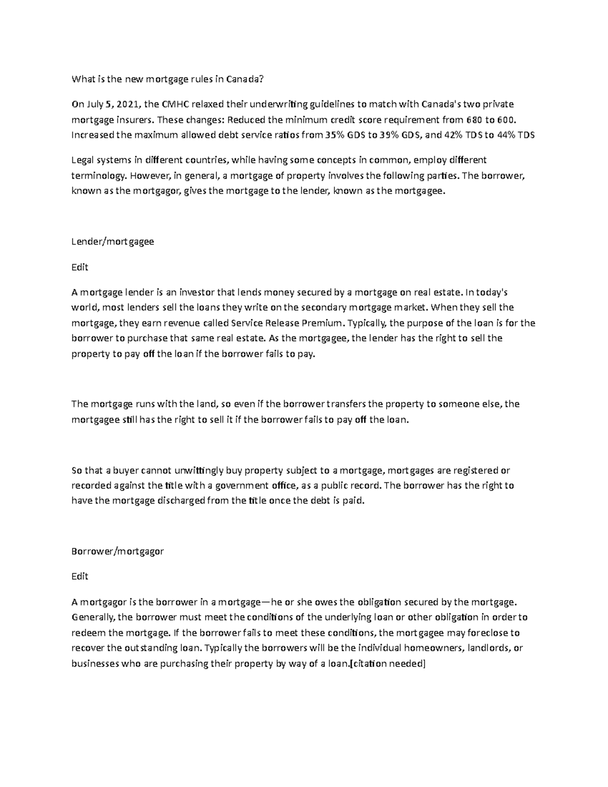 Mortgage rules - Assignments - What is the new mortgage rules in Canada ...