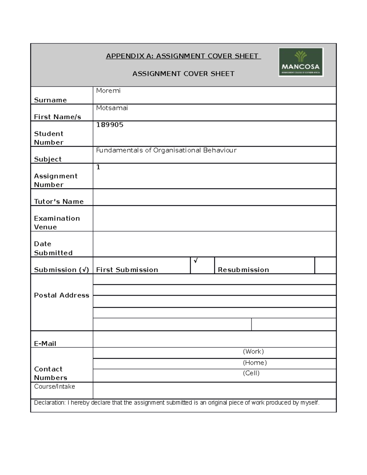 Job Satisfaction - Introduction to human resource - APPENDIX A ...