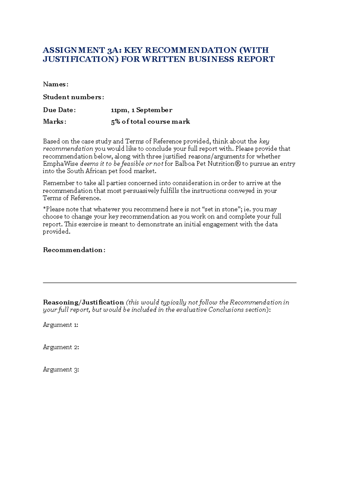 BUS2033 S 2023 Assignment 3A Key Recommendation - ASSIGNMENT 3A: KEY ...