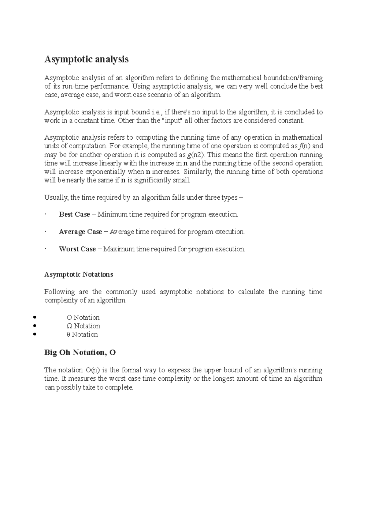 Lecture Topic 1 Daa Notes Asymptotic Analysis Asymptotic Analysis Of An Algorithm Refers To