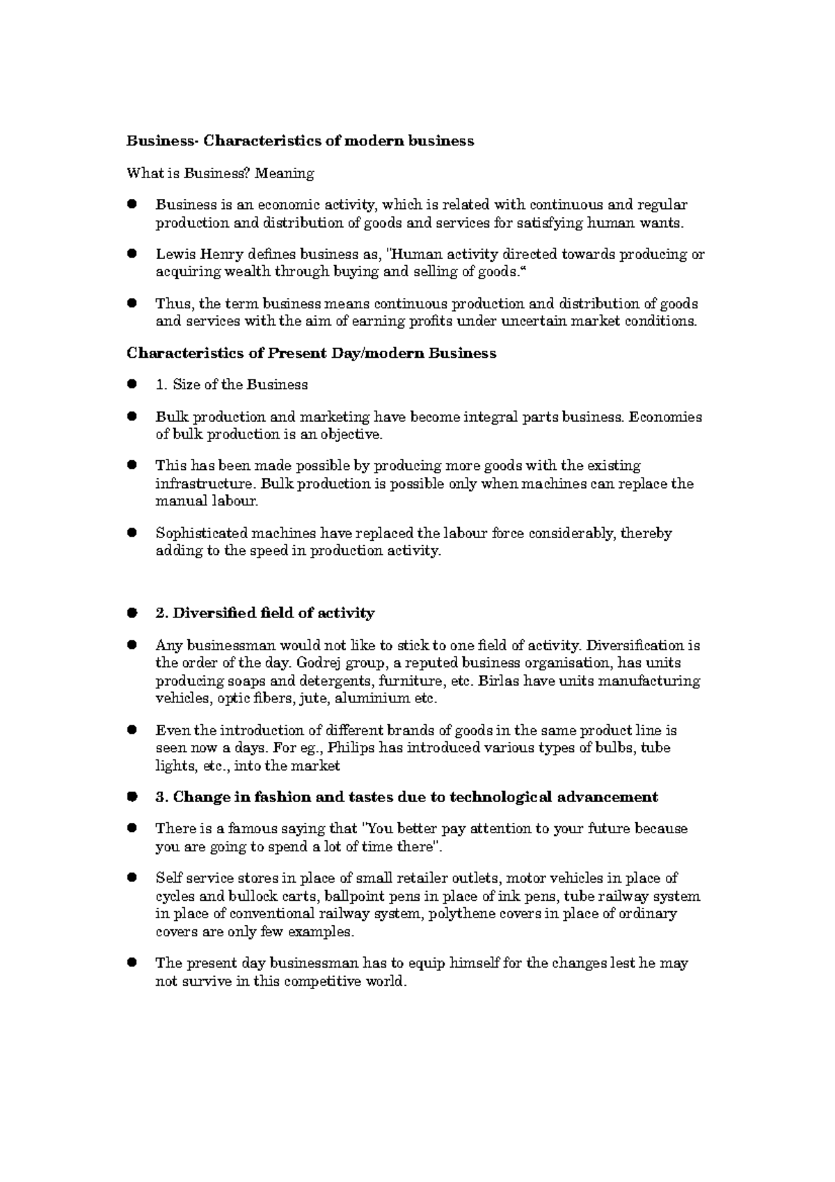 Chapter 5 Eco Business Characteristics Of Modern Business What Is