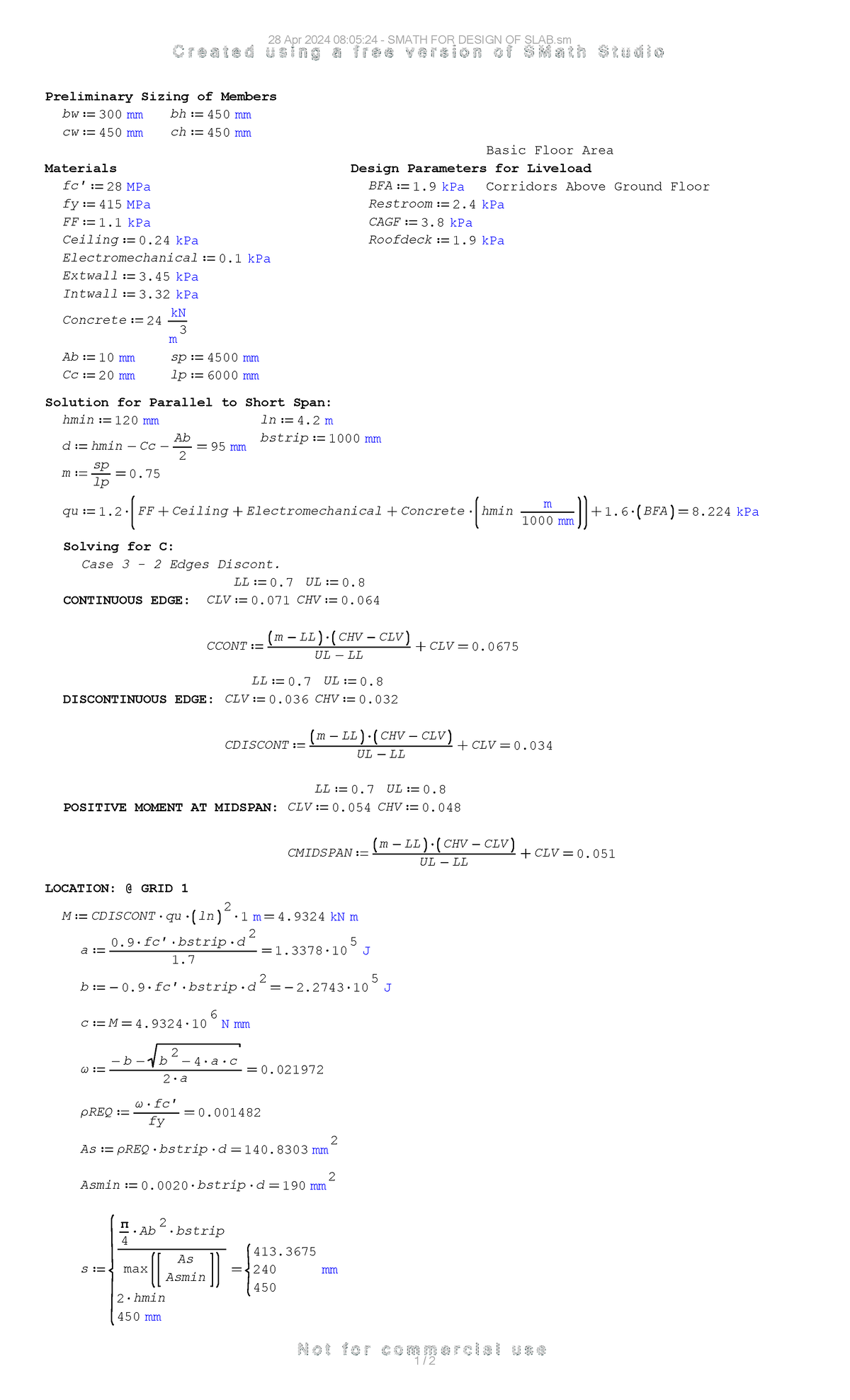 Smath Design OF SLAB Sample FOR Short Direction - Preliminary Sizing of ...