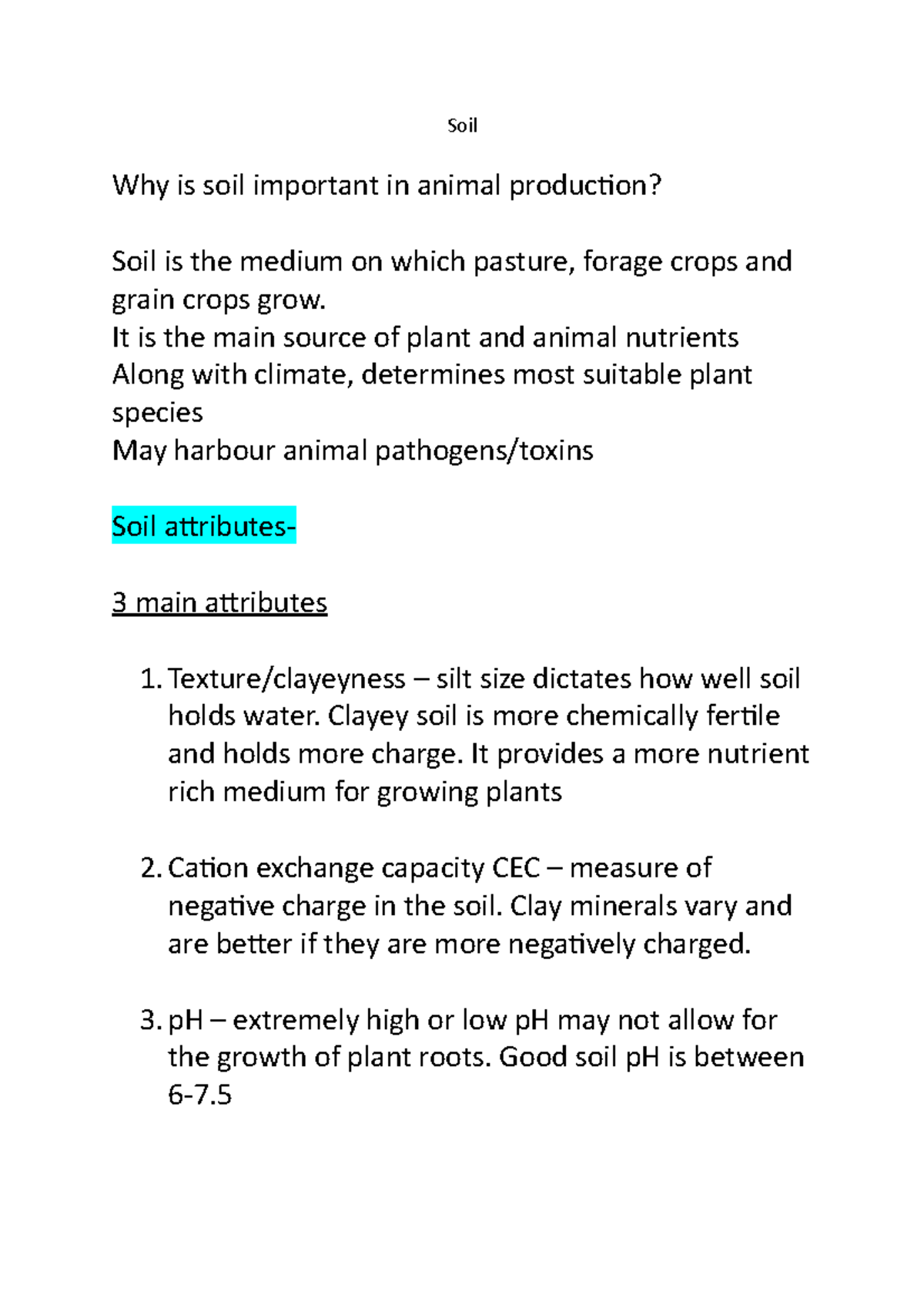 Soil - soil notes - Soil Why is soil important in animal production ...