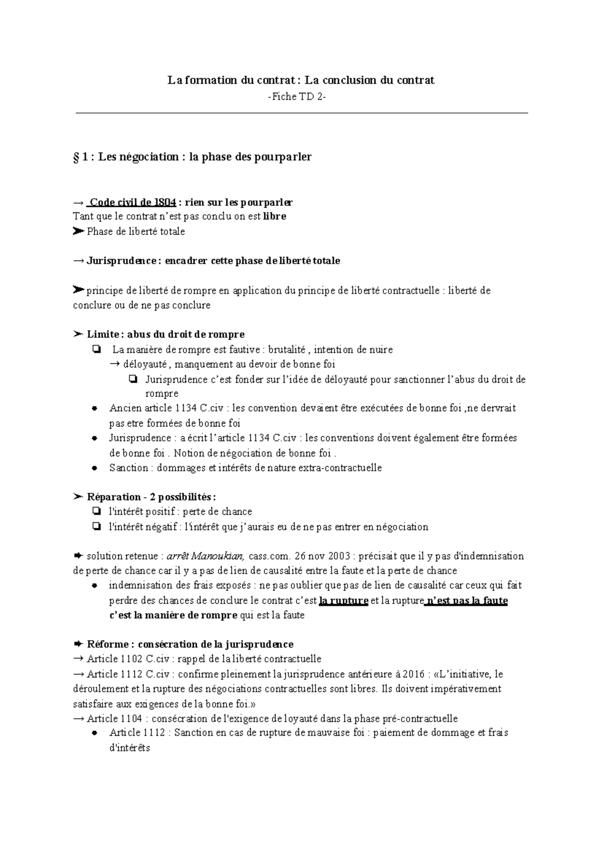 La formation du contrat La conclusion du contrat - La formation du ...