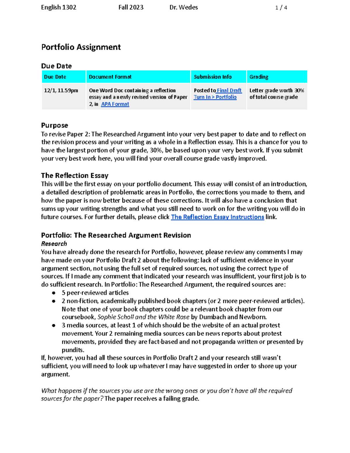 Portfolio Assignment - This is a chance for you to have the largest ...