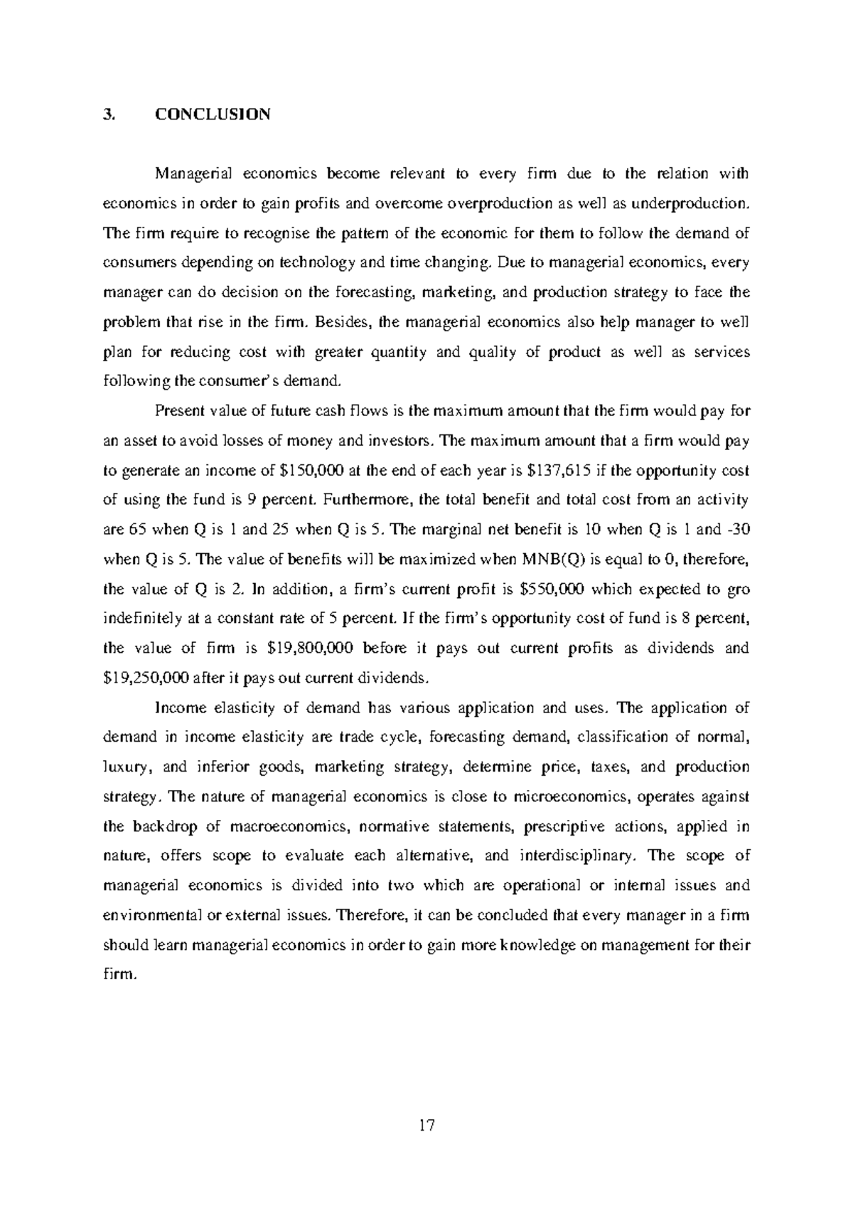 Assignment - Managerial Economic - Conclusion AND References - 17 3 ...