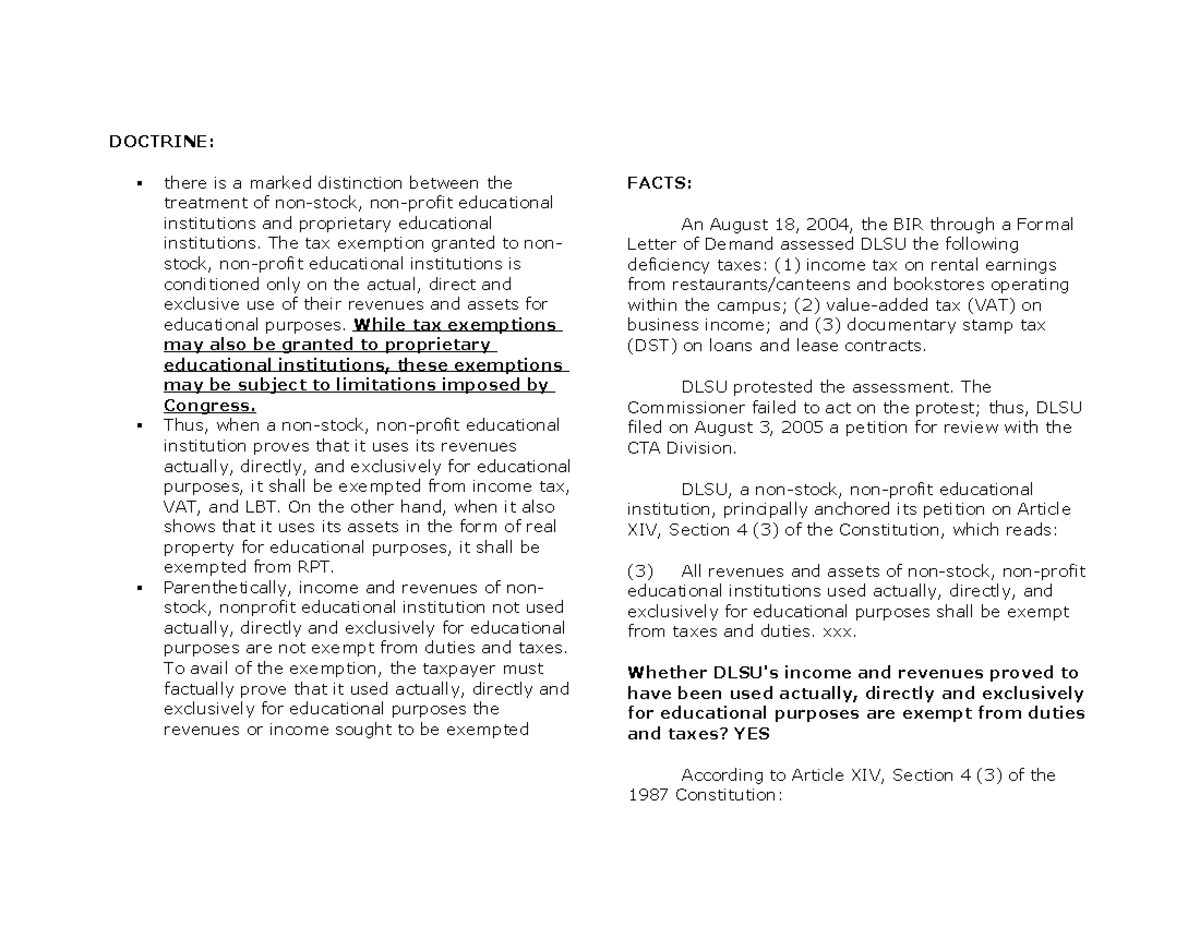 3- Commissioner of Internal Revenue vs De La Salle University Inc ...