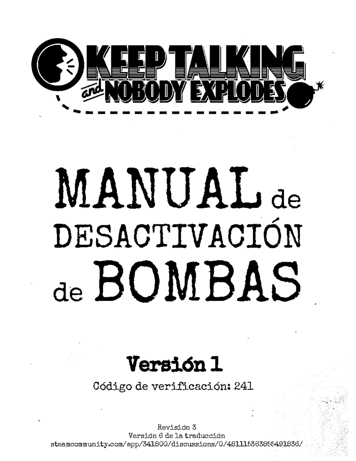Keep Talking And Nobody Explodes Bomb Defusal Manual v1 ES - Versión 1 ...