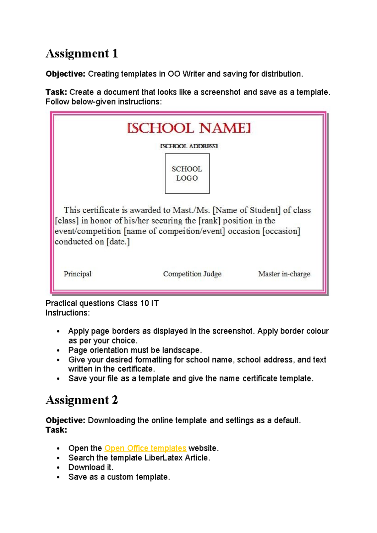 Practical Assignment 1 - Assignment 1 Objective: Creating templates in ...