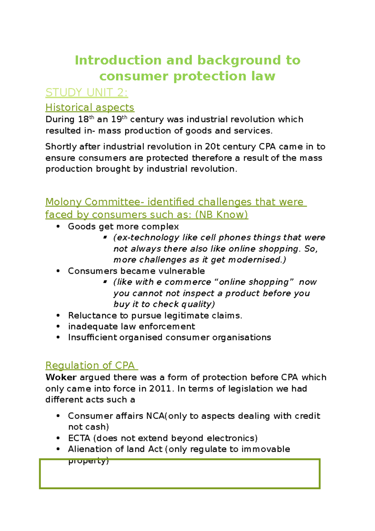 VBB Notes for the CPA - Introduction and background to consumer ...