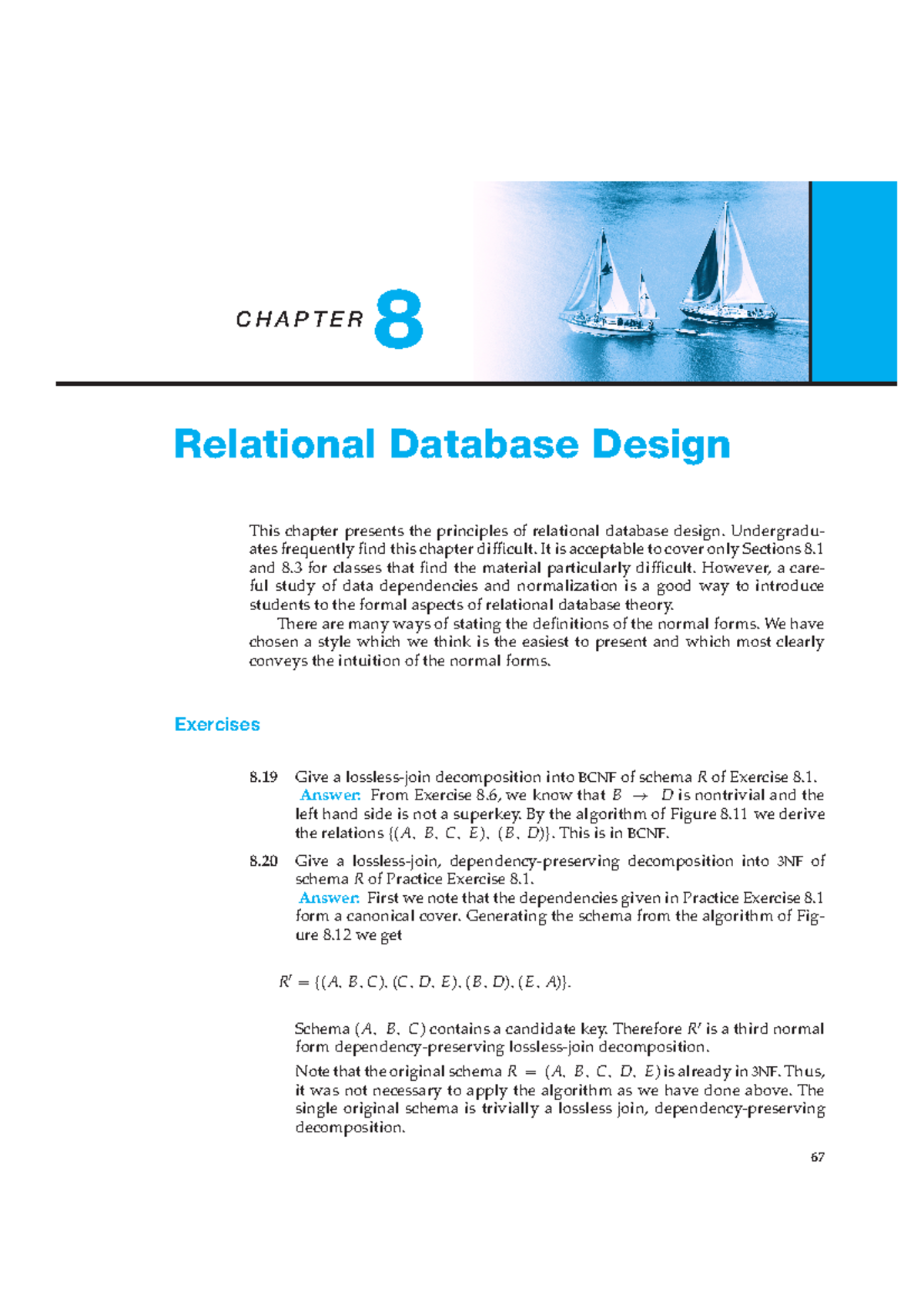 Answer To Database System Concepts C H A P T E R 8 Relational Database Design This Chapter