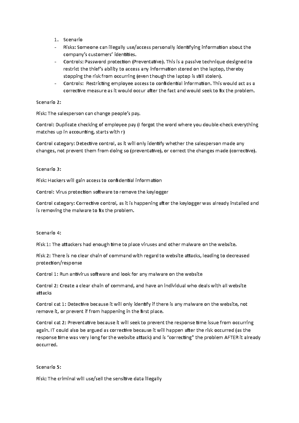 Week 5 quiz - week 5 quiz sample answer - Scenario Risks: Someone can illegally use/access - Studocu