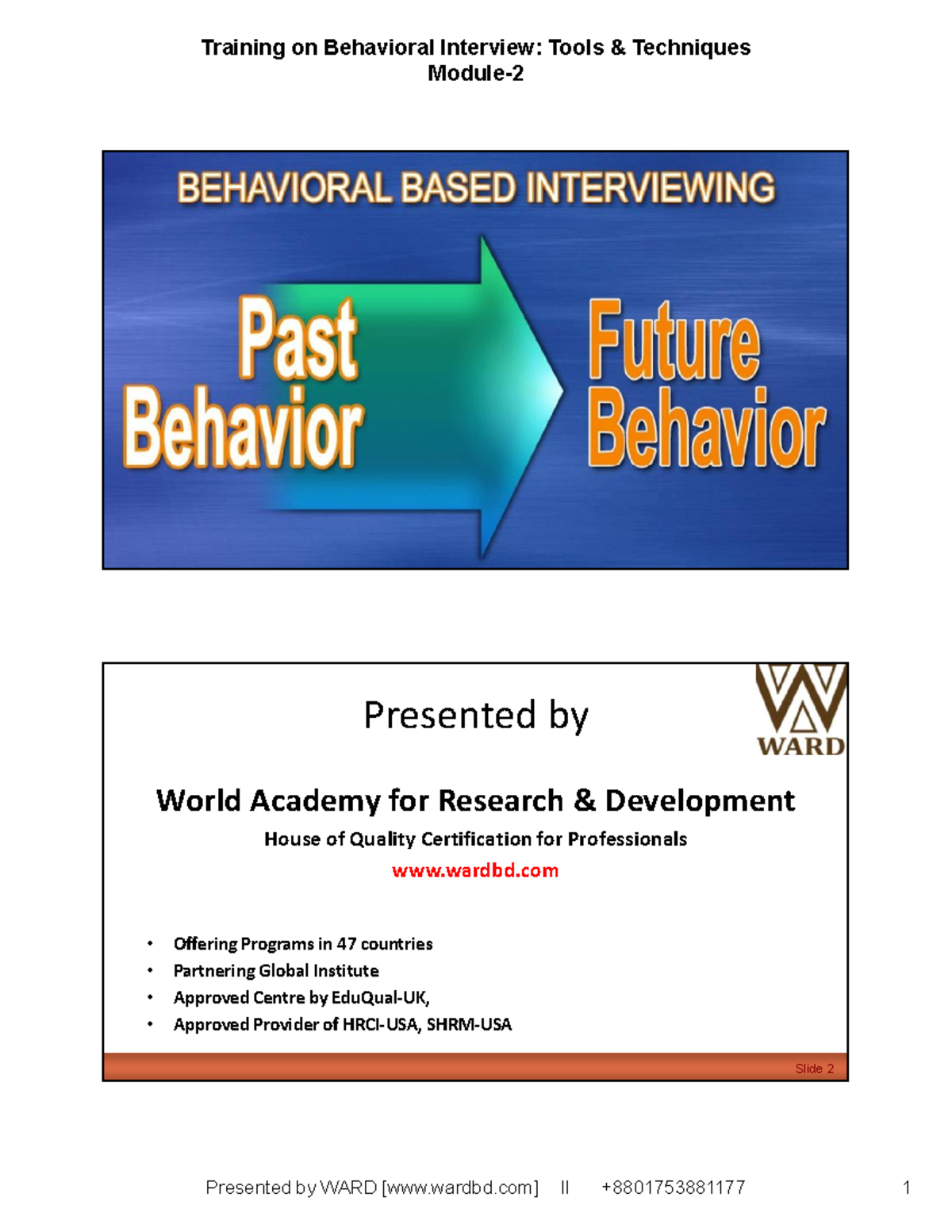 OT BI M 2 - 2.1 What is Behavioral Interview? - Module- Slide 1 Slide 2 ...